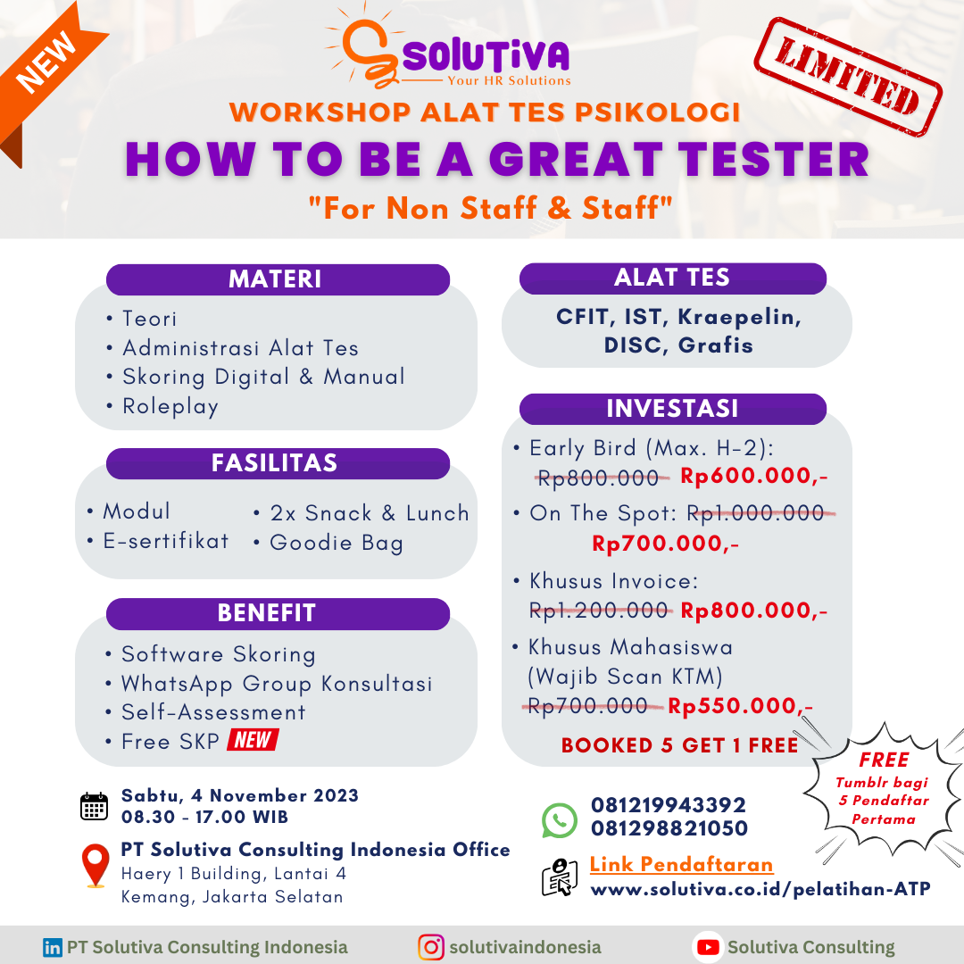 Pelatihan Alat Tes Psikologi: How to be a Great Tester
